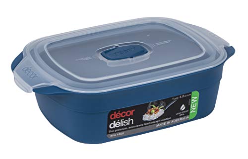 Décor Delish Oblong 1L |Food Storage Container |Leakproof| Ideal for Meal Prep| BPA Free|Dishwasher, Freezer & Microwave Safe, Blue