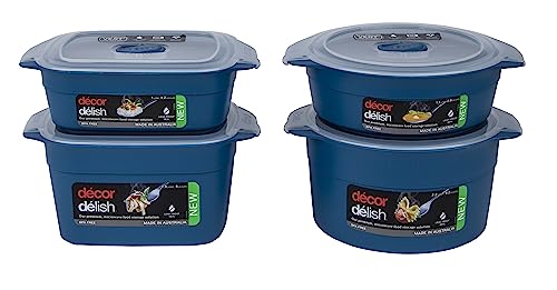 Décor Delish Oblong 1L |Food Storage Container |Leakproof| Ideal for Meal Prep| BPA Free|Dishwasher, Freezer & Microwave Safe, Blue