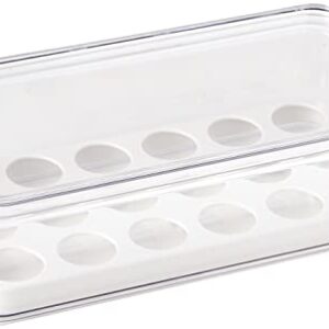 iDesign 18, Stackable BPA- Plastic Eggs, Portable Storage Box for Fridge or Kitchen Cupboard, Clear/White, 32.3 cm x 16.1 cm x 9.9 cm