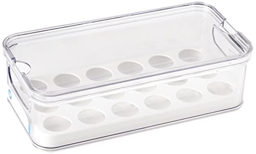 iDesign 18, Stackable BPA- Plastic Eggs, Portable Storage Box for Fridge or Kitchen Cupboard, Clear/White, 32.3 cm x 16.1 cm x 9.9 cm