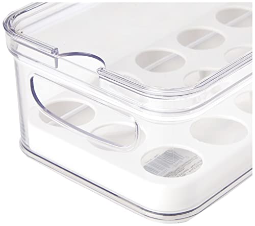 iDesign 18, Stackable BPA- Plastic Eggs, Portable Storage Box for Fridge or Kitchen Cupboard, Clear/White, 32.3 cm x 16.1 cm x 9.9 cm