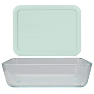 pyrex (1 7210 glass dish & (1) 7210-pc muddy aqua lid made in the usa