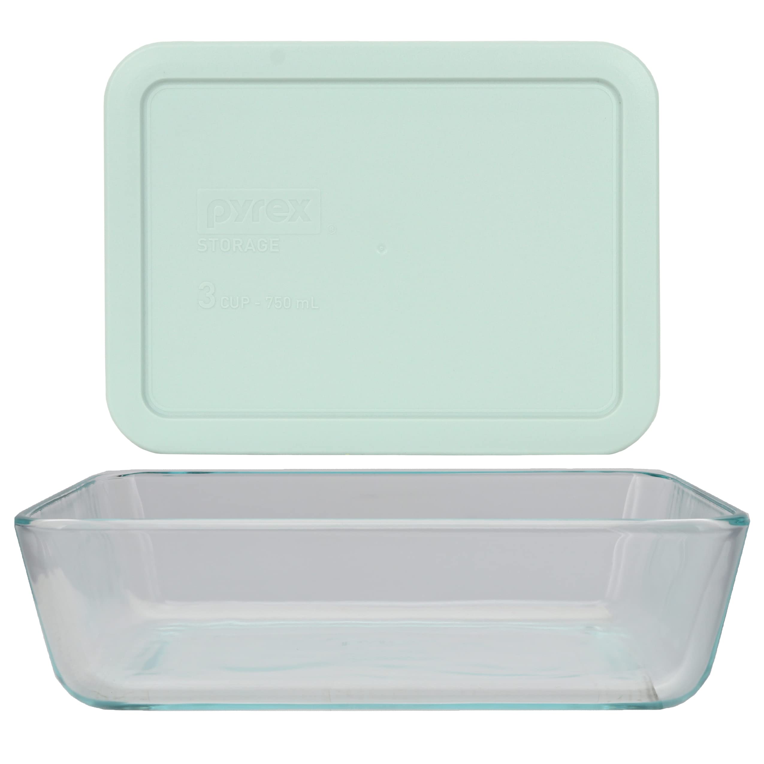 Pyrex (1 7210 Glass Dish & (1) 7210-PC Muddy Aqua Lid Made in the USA