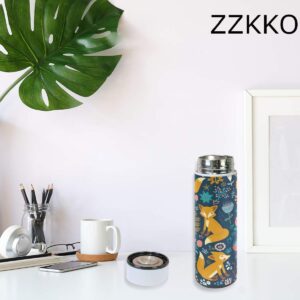 ZZKKO Animal Fox Vacuum Insulated Stainless Steel Water Bottle, Forest Thermos Cup Water Bottle Travel Mug BPA Free Double Walled 17 OZ for Outdoor Sports Camping Hiking Cycling