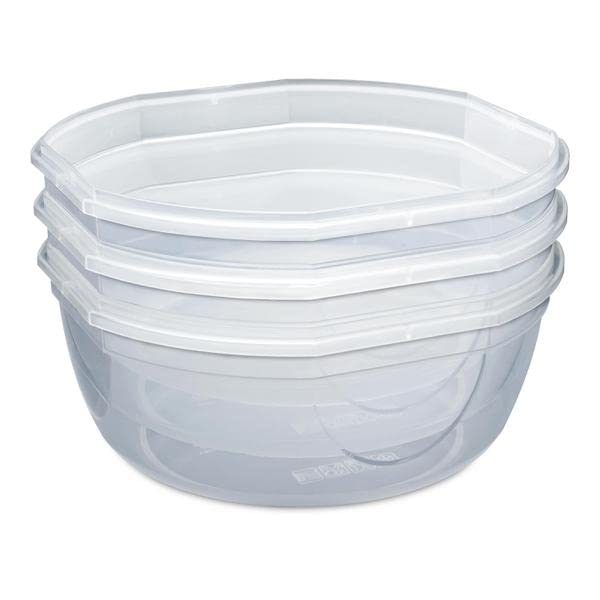 Sterilite Ultra-Seal 4.7 Qt Bowl, Large Airtight Food Storage Container, Latching Lid, Microwave and Dishwasher Safe, Clear With Red Gasket, 12-Pack