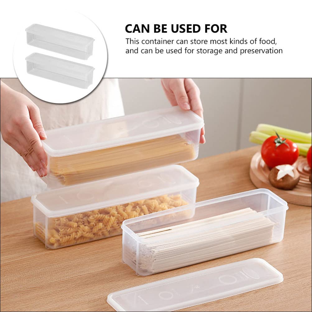 DOITOOL Pasta Storage Containers with Airtight Lid 2Pcs Rectangular Spaghetti Noodle Box Chopstick Storage Holder Canisters for Kitchen Pantry Refrigerator