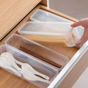 DOITOOL Pasta Storage Containers with Airtight Lid 2Pcs Rectangular Spaghetti Noodle Box Chopstick Storage Holder Canisters for Kitchen Pantry Refrigerator