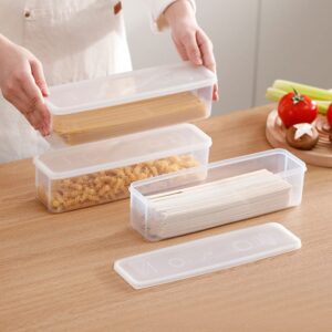 DOITOOL Pasta Storage Containers with Airtight Lid 2Pcs Rectangular Spaghetti Noodle Box Chopstick Storage Holder Canisters for Kitchen Pantry Refrigerator