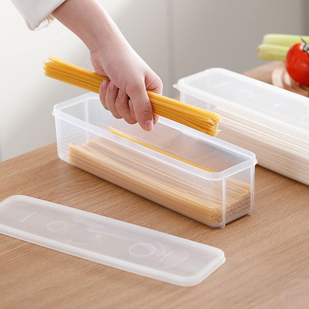 DOITOOL Pasta Storage Containers with Airtight Lid 2Pcs Rectangular Spaghetti Noodle Box Chopstick Storage Holder Canisters for Kitchen Pantry Refrigerator