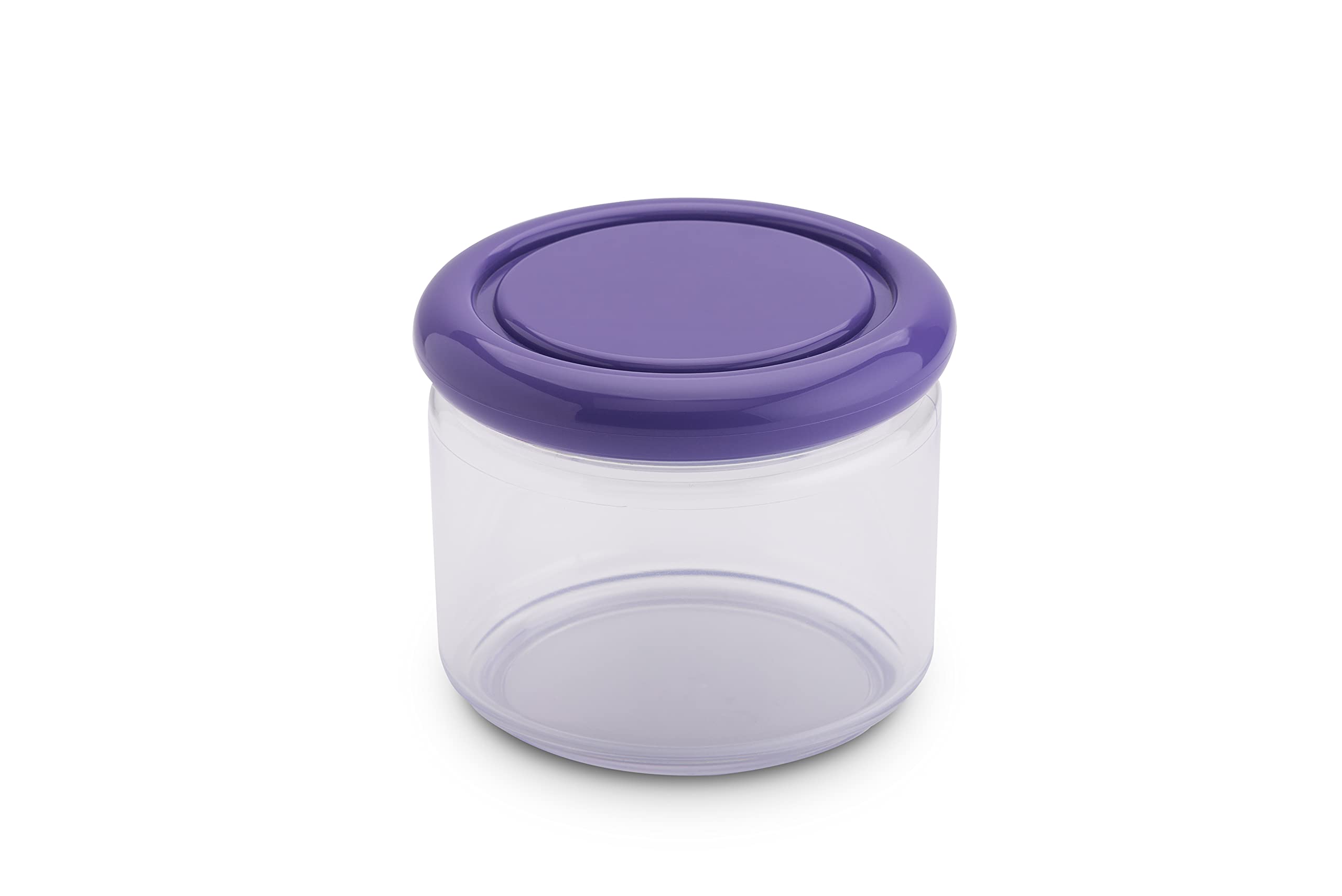 OMADA Acrylic Airtight Storage Container: Sugar Flour Container and Pasta Container - Storage Jar for Food Toiletries Office Supplies - Dishwasher Safe Storage Container Cylinder - 16 Oz – Violet Lid