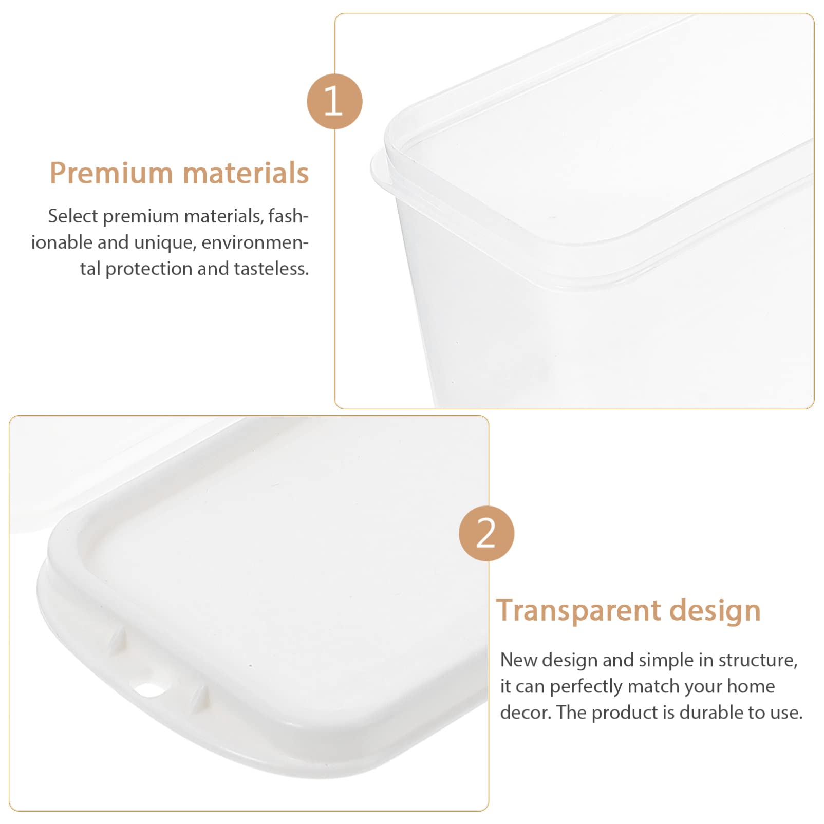 Zerodeko 3pcs Transparent Noodle Box Pp Crisper Flour