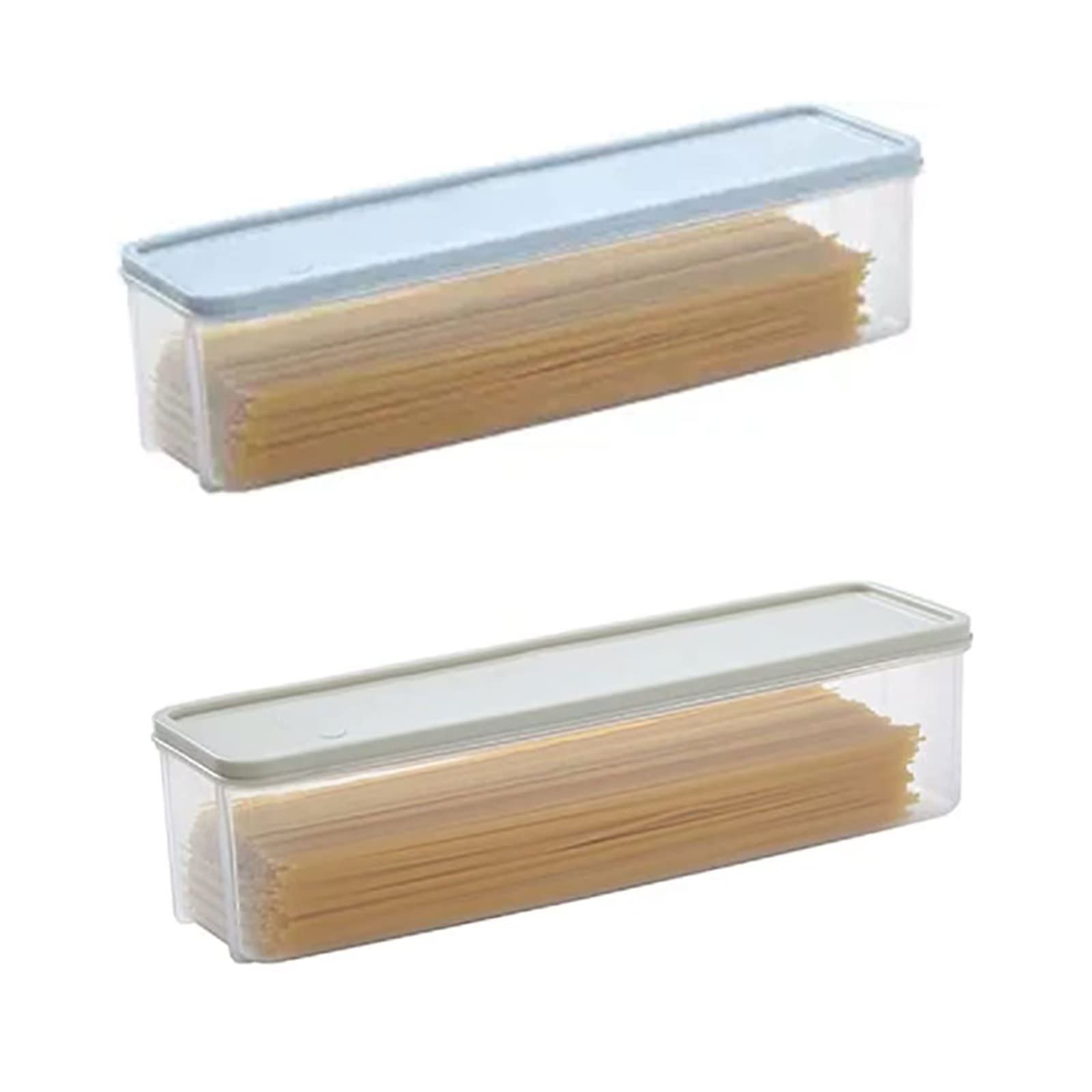 2PCS Noodle Storage Box, Plastic Pasta Storage Container Kitchen Spaghetti Food Storage Box with Lid Fridge Airtight Organizer for Noodles, Eggs, Fruits Snacks (Blue&Green)