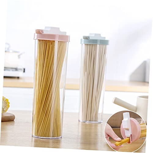 Housoutil 2pcs Italian Pasta Spaghetti Pasta Containers for Pantry Tall Fettucine Pasta Noodles Airtight Pasta Containers Pasta Storage Containers Pasta Storage Tin Round Dry Food