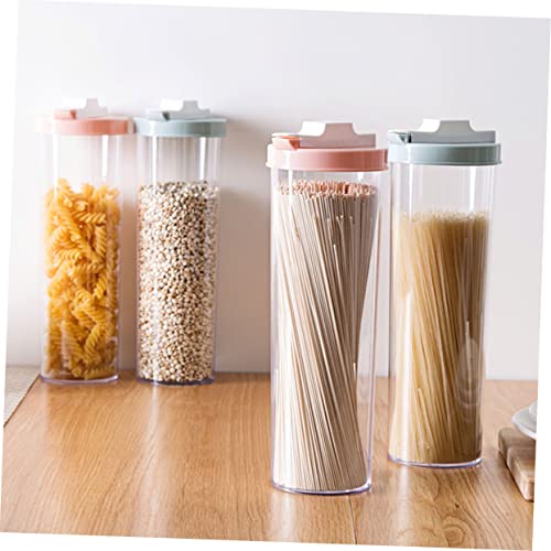 Housoutil 2pcs Italian Pasta Spaghetti Pasta Containers for Pantry Tall Fettucine Pasta Noodles Airtight Pasta Containers Pasta Storage Containers Pasta Storage Tin Round Dry Food