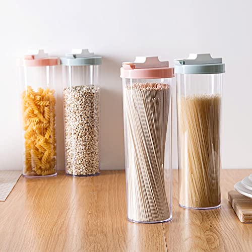 BEPHON Kitchen storage box storage jar sealed storage noodle kitchen hanging noodle storage box round pasta storage bucket pink