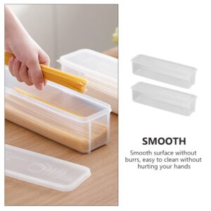 Luxshiny Pasta Storage Container 2pcs Plastic Spaghetti Box Rectangular Noodle Canister With Lid Chopstick Storage Bin Spaghetti Keeper Box for Refrigerator Countertop