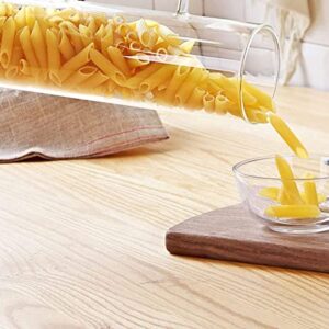 Yiozoi Bamboo Covered Noodle Storage with Handle, High Borosilicate Glass Sealed Kitchen Pasta Food Container