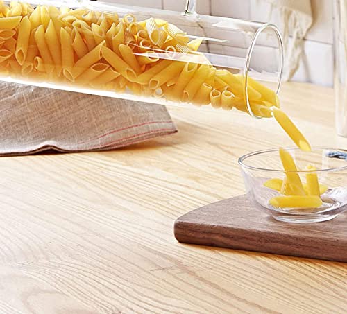 Yiozoi Bamboo Covered Noodle Storage with Handle, High Borosilicate Glass Sealed Kitchen Pasta Food Container