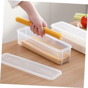 Kichvoe Plastic Storage Bins 2pcs Pasta Storage Containers with Lid Airtight Spaghetti Dry Noodle Grains Cereal Holder Kitchen Food Storage Containers for Pantry Organization Spaghetti Noodles