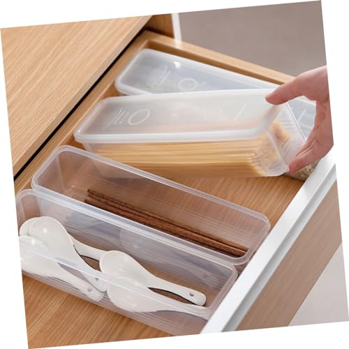 Kichvoe Plastic Storage Bins 2pcs Pasta Storage Containers with Lid Airtight Spaghetti Dry Noodle Grains Cereal Holder Kitchen Food Storage Containers for Pantry Organization Spaghetti Noodles