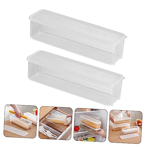 Kichvoe Plastic Storage Bins 2pcs Pasta Storage Containers with Lid Airtight Spaghetti Dry Noodle Grains Cereal Holder Kitchen Food Storage Containers for Pantry Organization Spaghetti Noodles