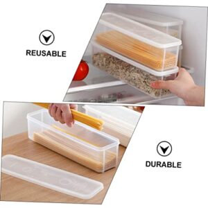 Kichvoe Plastic Storage Bins 2pcs Pasta Storage Containers with Lid Airtight Spaghetti Dry Noodle Grains Cereal Holder Kitchen Food Storage Containers for Pantry Organization Spaghetti Noodles