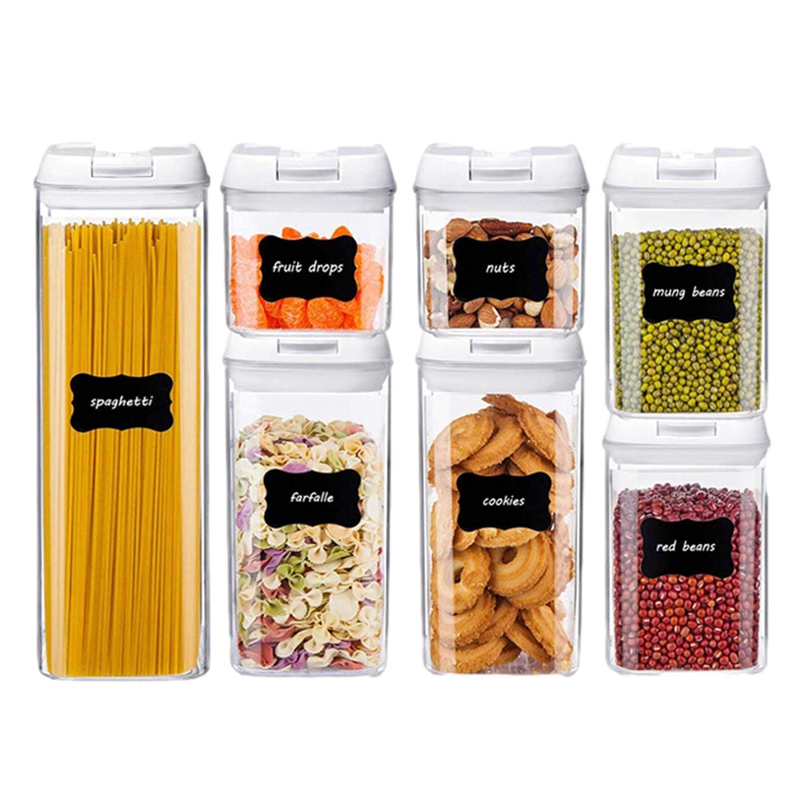 Food Storage Container Set – 5Pcs Plastic Kitchen Organiser – Kitchen Organisation Jars for Cereal, Pasta, Spaghetti, Flour, Rice,C