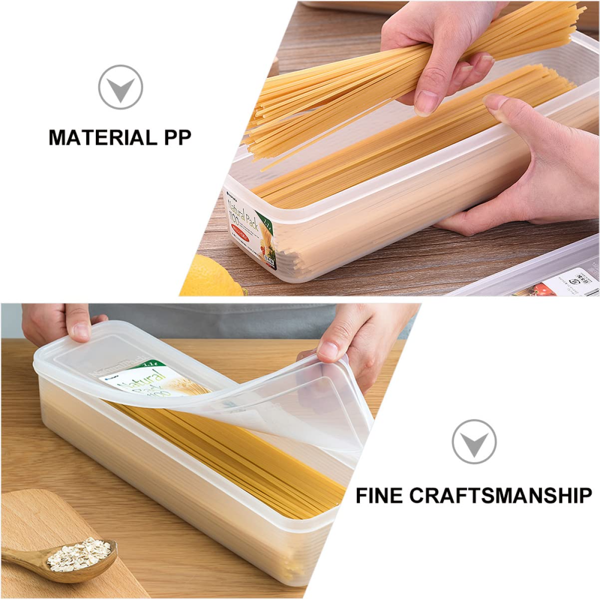 Cabilock Plastic Storage Bins Spaghetti Noodles 3pcs Pasta Container Spaghetti Noodle Storage Spaghetti Keeper Box Kitchen Pantry Storage Noodle Storage Container Storage Drawers re-usable