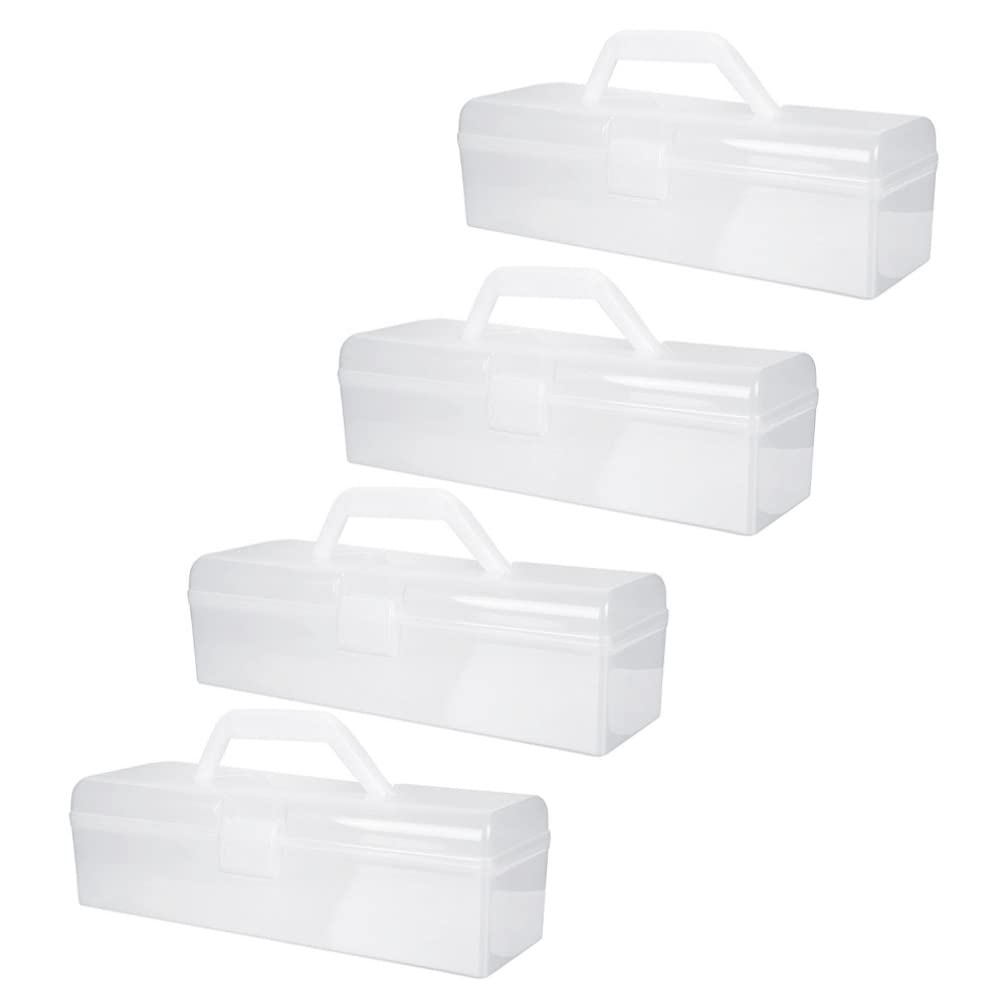 Zerodeko 4pcs Boxes Portable Storage Box Clear Plastic Organizer Plastic Storage Bin Food Storage Container Utensil Accessories Clear Container Multifunction Student Tool Box Pp