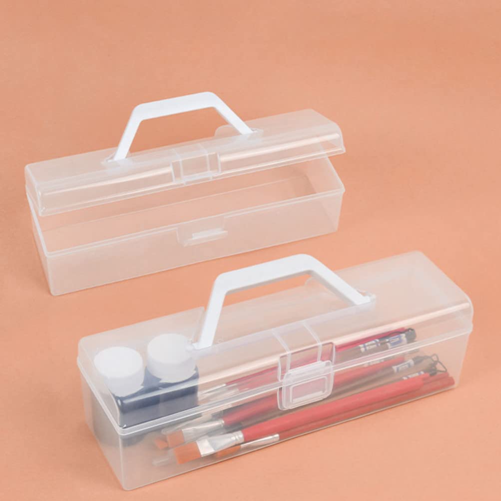 Zerodeko 4pcs Boxes Portable Storage Box Clear Plastic Organizer Plastic Storage Bin Food Storage Container Utensil Accessories Clear Container Multifunction Student Tool Box Pp