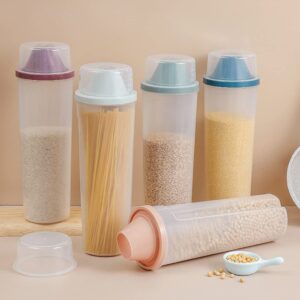 FSHAN Kitchen Jars Plastic Storage Box Kitchen Food Grains Cereal Containers Tall Food Storage Spaghetti Noodle/Pasta Container with Scale Lid Useful Container Set (Color : 2pcs Pink)