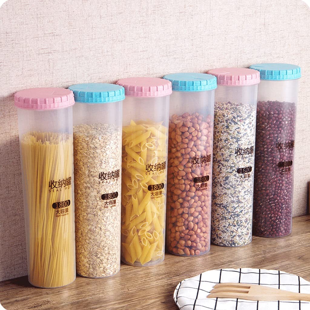 FSHAN Kitchen Jars Airtight Food Storage Containers with Lids 1.8L Pasta Cereal Containers Tall Clear Spaghetti Pasta Storage Container Set Useful Container Set (Color : 1pcs Pink)