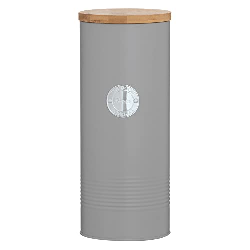 Typhoon Living Pasta Storage Canister with Bamboo Lid, Grey, 2.5 Litre