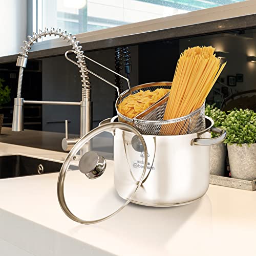 Aeternum Divina Pastarella Double Basket (Pasta Trowel) 22 cm, Suitable for Induction, Steel