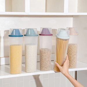 LYUN Canisters Plastic Storage Box Kitchen Food Grains Cereal Containers Tall Food Storage Spaghetti Noodle/Pasta Container with Scale Lid Jars (Color : 3pcs Pink)