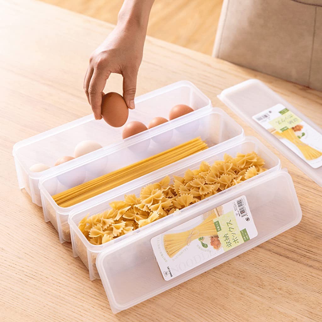 LYUN Canisters Pasta Container Noodle Food Storage Spaghetti Keeper Box with Lid Plastic1/ 3 Pcs Canister Sets for Kitchen Fresh-Keeping Drain Box Jars (Color : 3 PCS Pasta Storage Box)