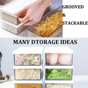 qiuqiu Set of 3 Durable Airtight Pasta Storage Box Spaghetti Jar with Lids Rectangular Stackable Pasta Containers for Pantry Fridge Kitchen Cupboards