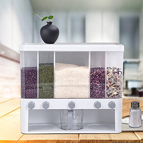 TTONSUE Glass Rice Container Rice Storage Container Rice Dispenser for Black Rice Yellow Rice Red Beans Rice Mung Beans Soybeans and other Granular Grains