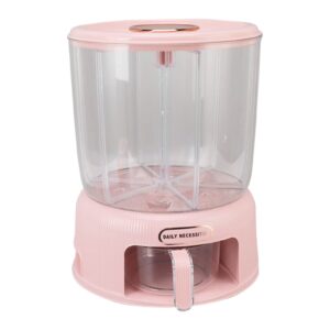 360 degree rotating grain storage food dispenser,round rice storage container rice bucket rice storage tank sealed grain container for home and kitchen(sakura pink)