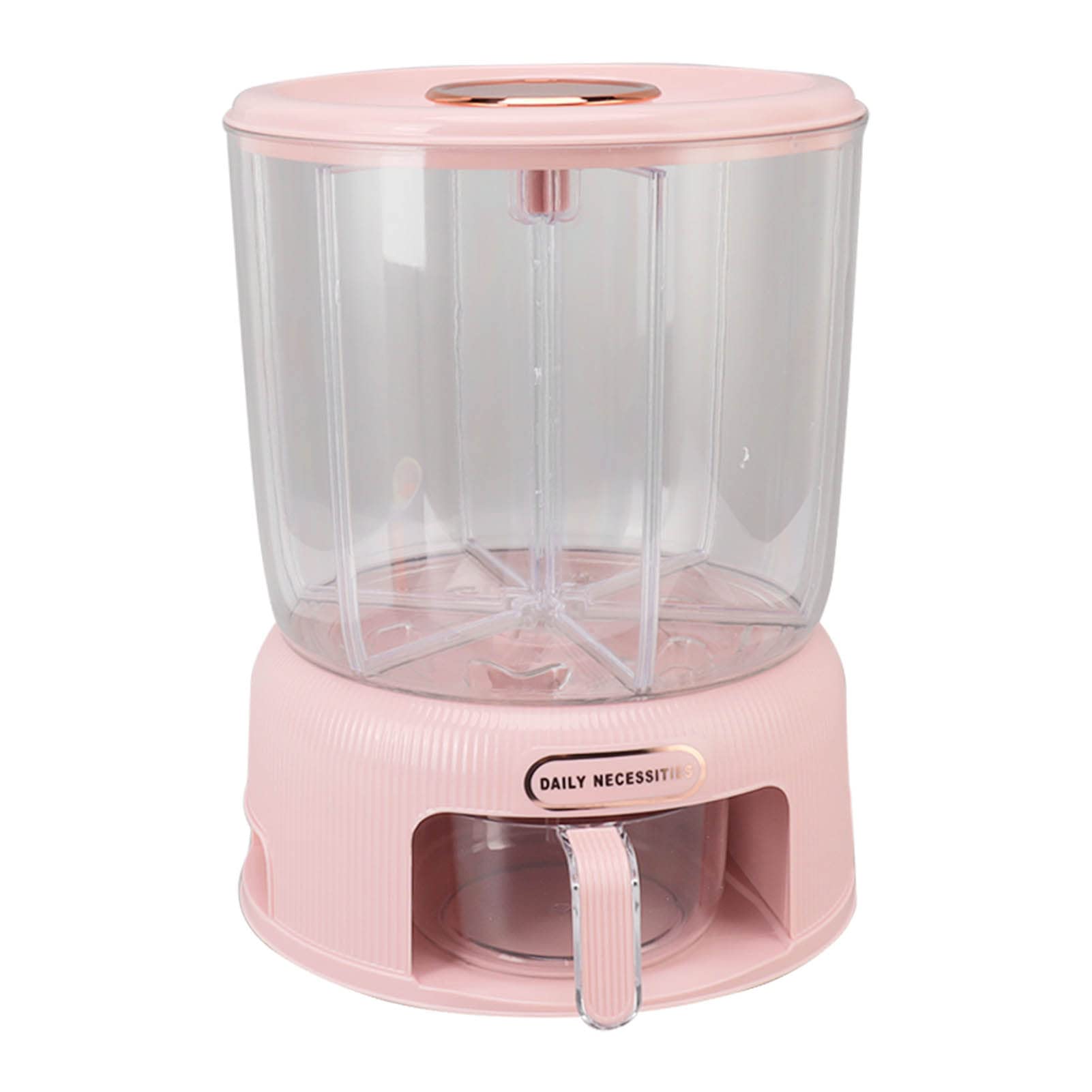 360 Degree Rotating Grain Storage Food Dispenser,Round Rice Storage Container Rice Bucket Rice Storage Tank Sealed Grain Container for Home and Kitchen(Sakura Pink)