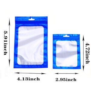 Enudood 50 resealable polyester film bags for storing and packaging party food, jewelry, lip gloss, eyelashes, party supplies, candy (Blue, 2.95 x 4.72 inches and 4.13 x 5.91 inches)