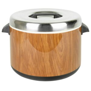 truecraftware- 40 cups insulated sushi rice pot, wood grain exterior, stainless steel interior & lid with plastic handle, sushi rice mixing tub