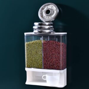 Wall-Mounted Dry Food Dispenser, Transparent Wall-Mounted Single Dry Rice Container Storage Box, with A Sealed lid, for Grain, Rice, Candy, Coffee Beans