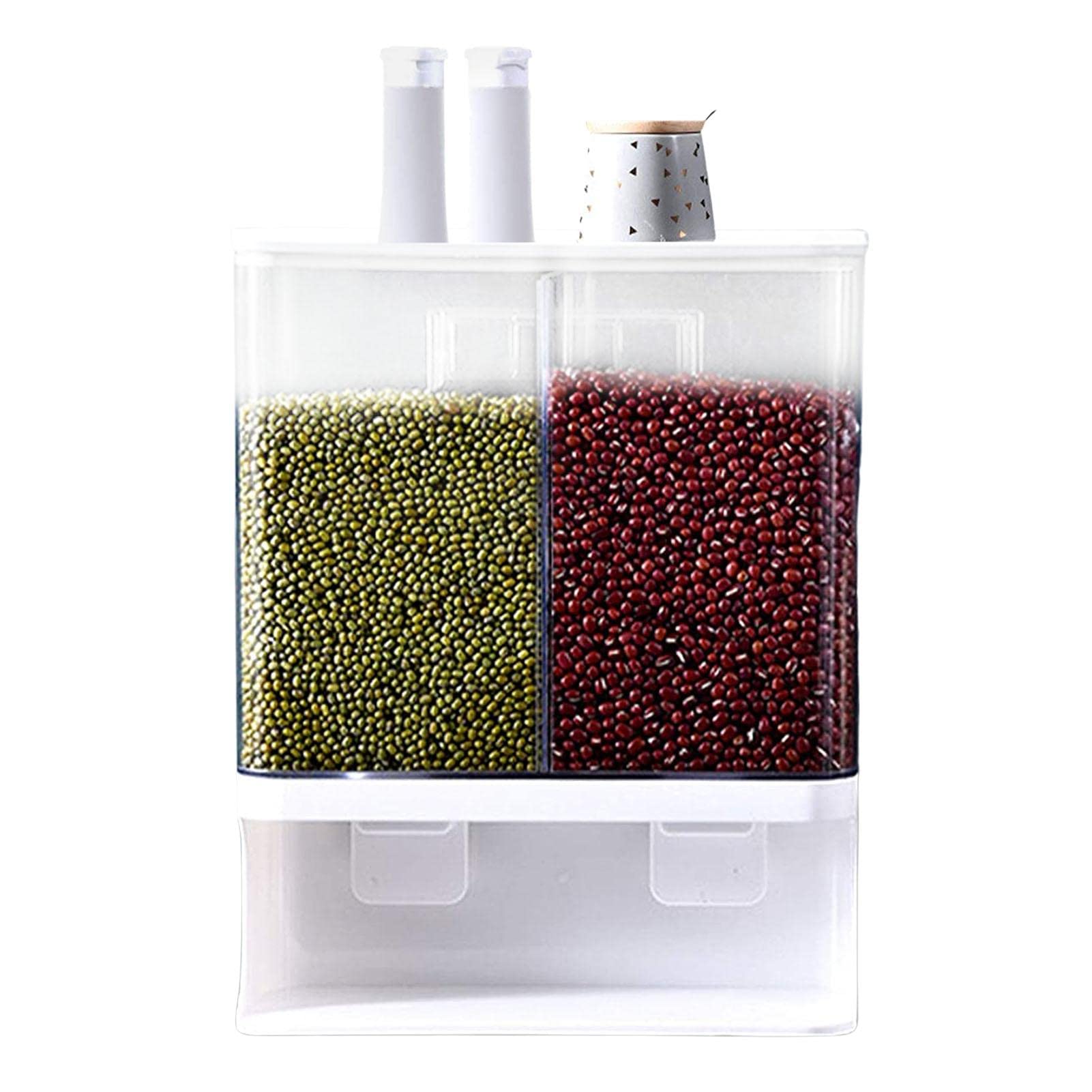 Wall-Mounted Dry Food Dispenser, Transparent Wall-Mounted Single Dry Rice Container Storage Box, with A Sealed lid, for Grain, Rice, Candy, Coffee Beans