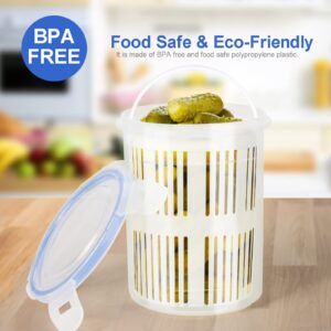 Firlar 2Pcs Pickle Jar with Strainer Insert,Pickle Storage Container With Strainer Insert,Plastic Transparent Pickle Jalapeno Storage Container with Drain Basket for Home Kitchen Supplies