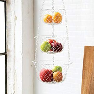 Fox Run White 3-Tier Kitchen Hanging Fruit Baskets, 32 Inches