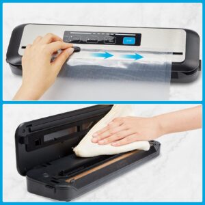 Inkbird Vacuum Sealer Machine Start Kit Including 55 Count 8"x12" Bags & 8"*79' Vacuum Sealer Roll,with Built-in Cutter, Dry & Moist Sealing Modes for Food Storage,Easy Cleaning