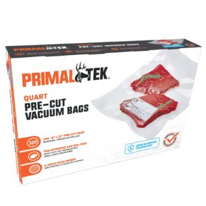 primaltek 8” x 12” pre-cut vacuum bags – 100 quart bags for food preservation – bpa-free vacuum sealer bags, microwave, freezer and boil safe, compatible with any vacuum sealer machine