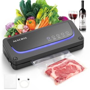 alacris vacuum sealer machine, professional full automatic food sealer with led indicator and dry & moist modes, food saver vacuum sealer air sealing system preservation with starter kits and cutter