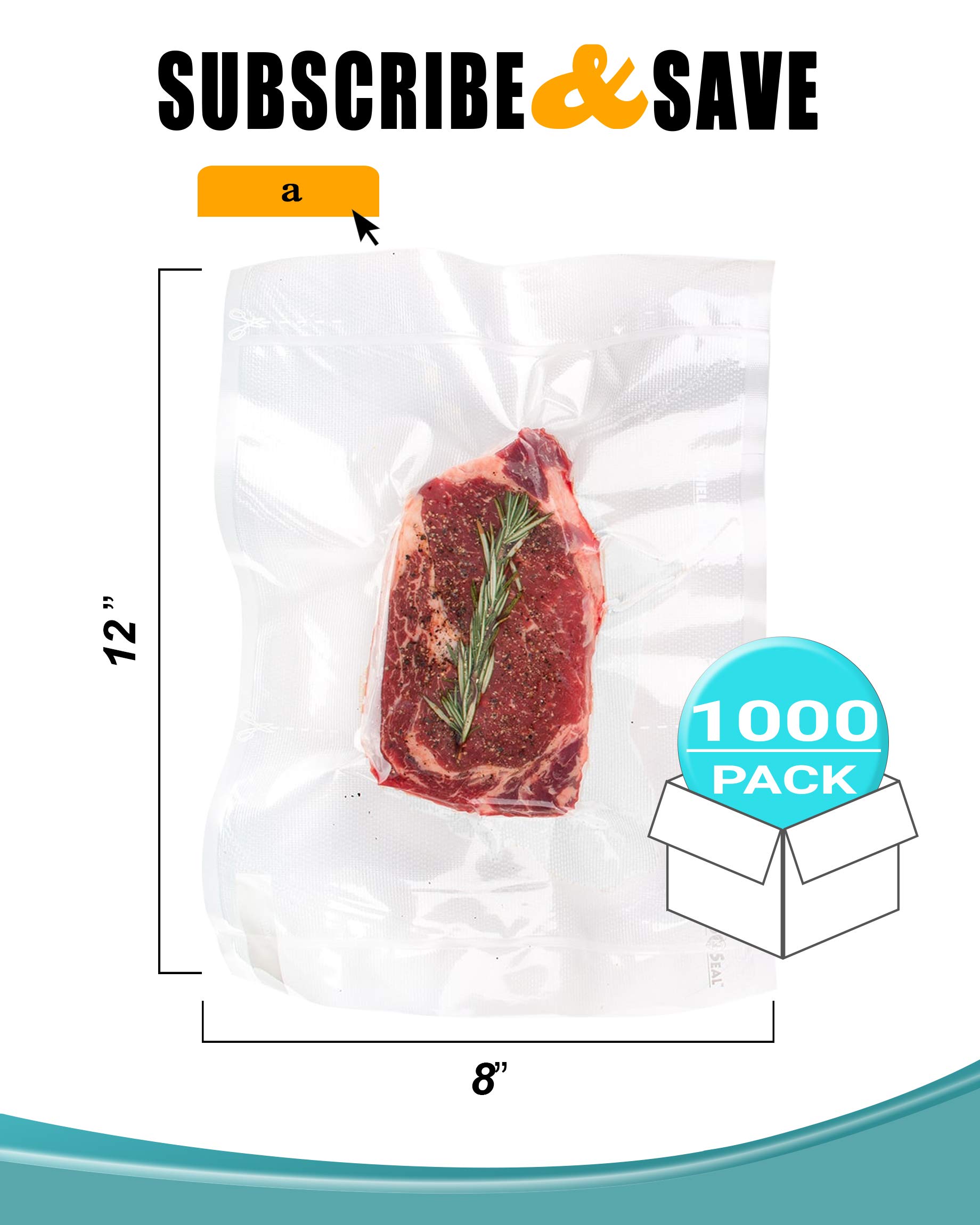 APQ Pack of 1000 Co-Extruded Vacuum Pouches, Clear 7 x 9. Vacuum food bags 7x9. 3 mil Thickness. USDA approved. Polyethylene bags for packing and storing. Perfect for Industrial, food service.